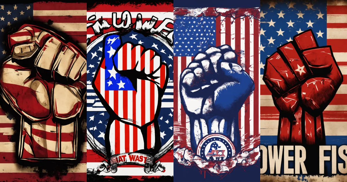 Lexica - Design for t shirt Power fist with US flag background, UAW Eat ...