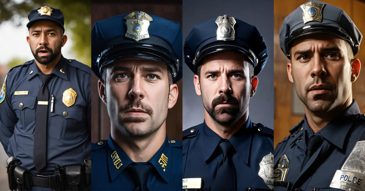 Lexica - Scared random looking unique expressive police officer ...