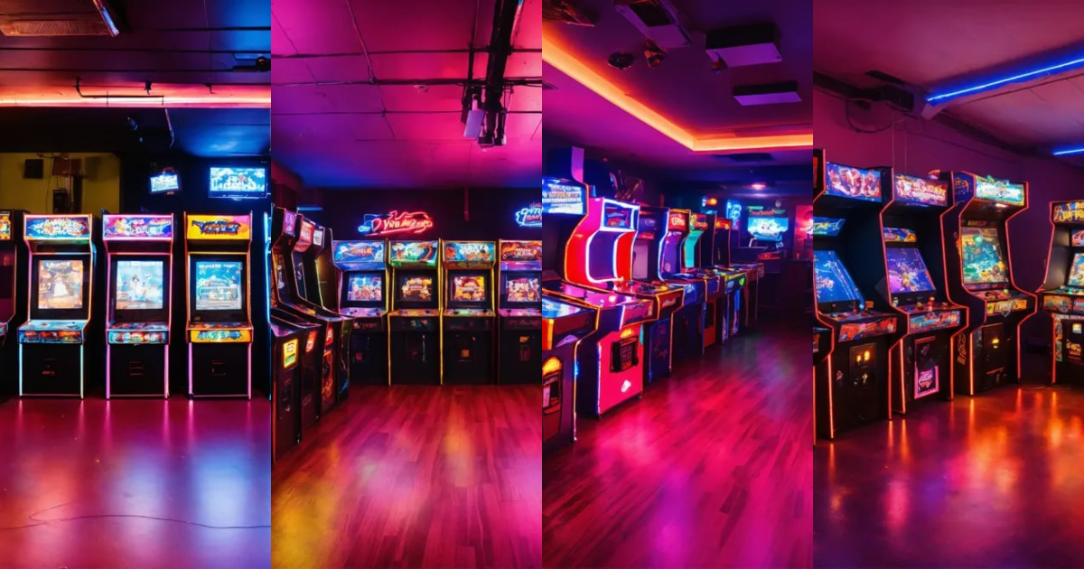 Lexica - Sci Fi tech arcade with lots of lights, many retro stand up ...