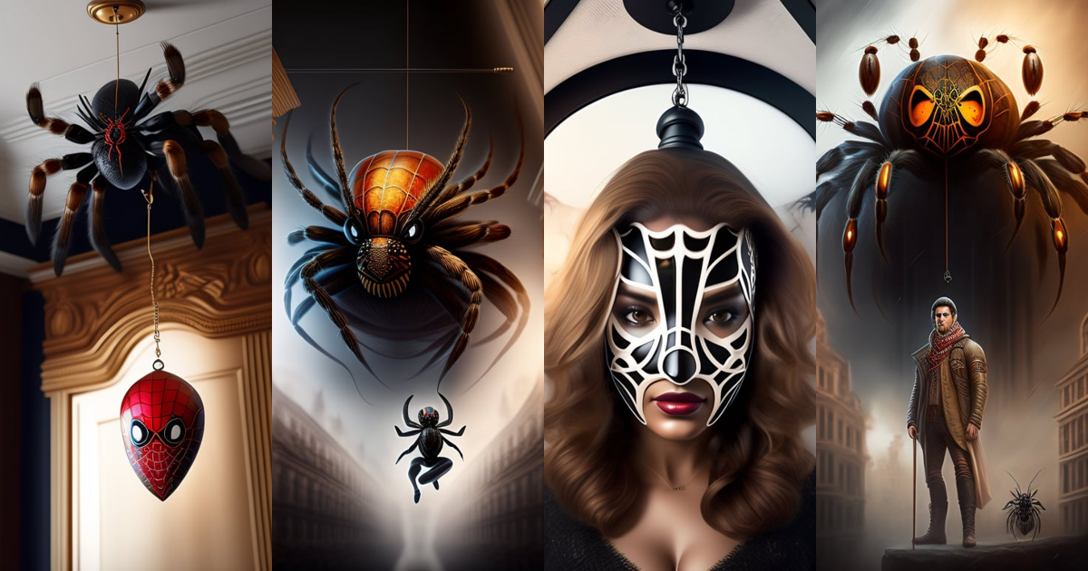 Lexica - Giant anthropomorphic spider with human face hanging from ...