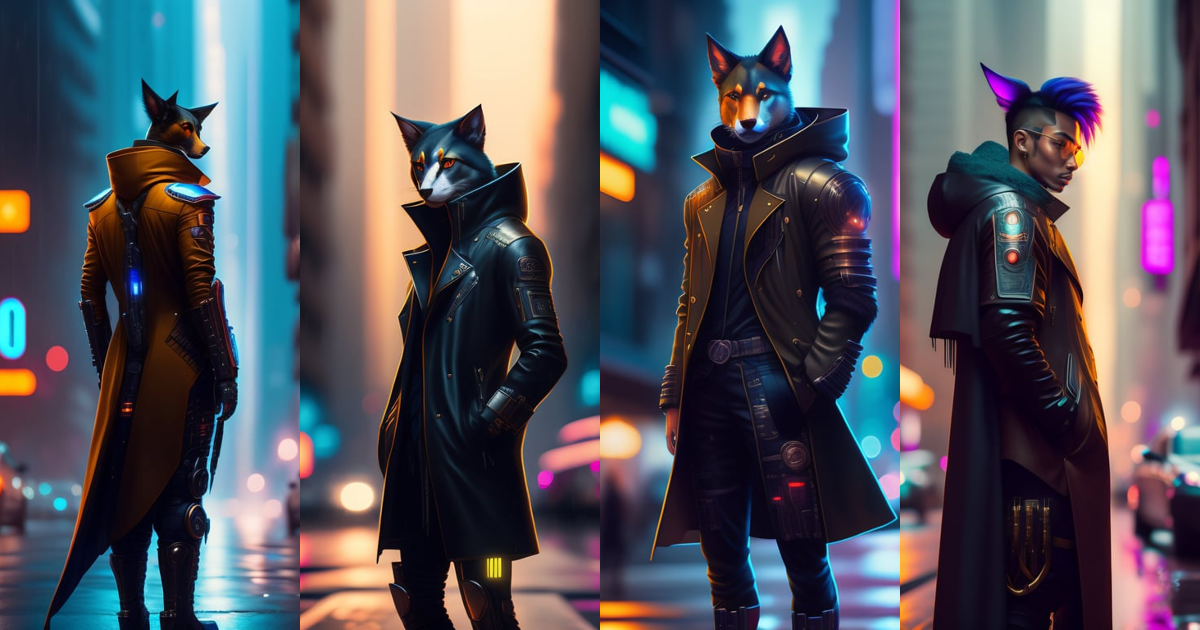 Lexica - Character portrait of a male anthro robot with a tail wearing ...