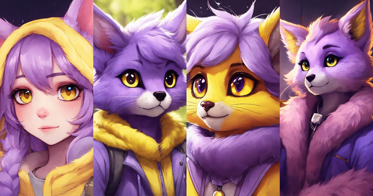 Lexica - A furry with lavender and yellow fur digital art cute anime ...