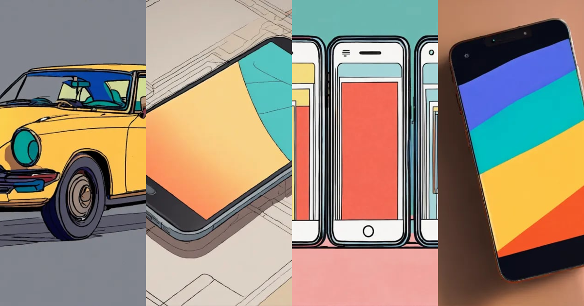 Lexica - Minimalistic line drawing, smartphone, 2d, flat colors, shadowless