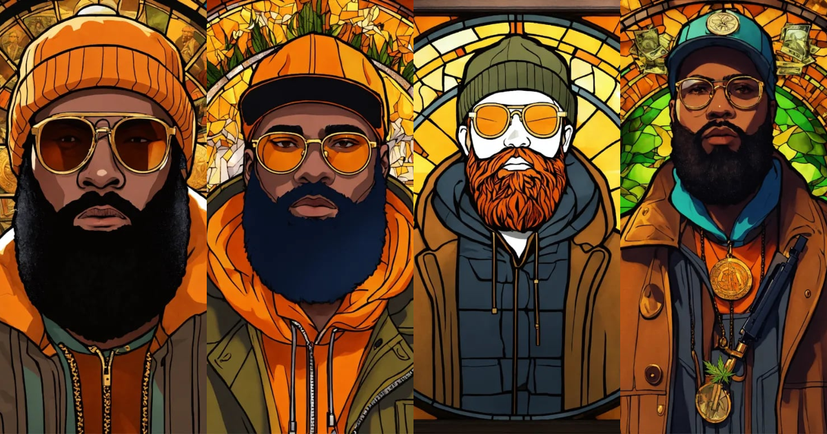 Lexica - HD, 4K, Background is a stained glass with images in the ...