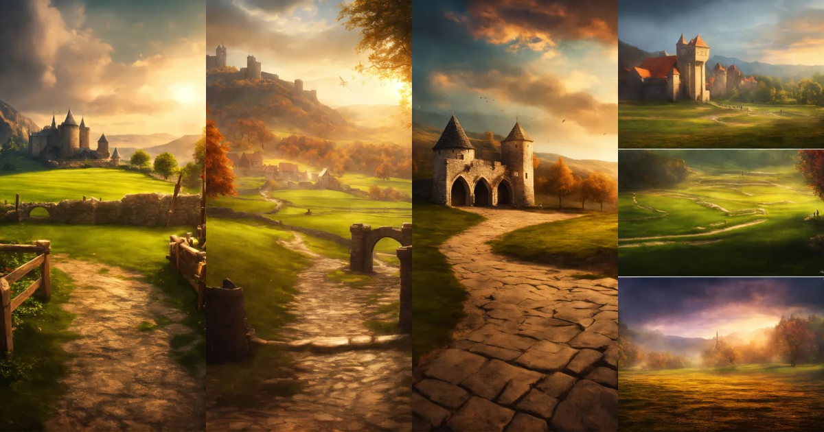 Lexica - Create a design Medieval background with fantasy lighting ...