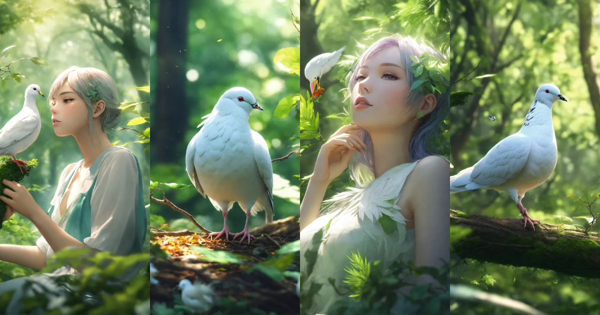 Lexica - Ultra hd! 90s anime, white pigeon focused, collecting twigs ...