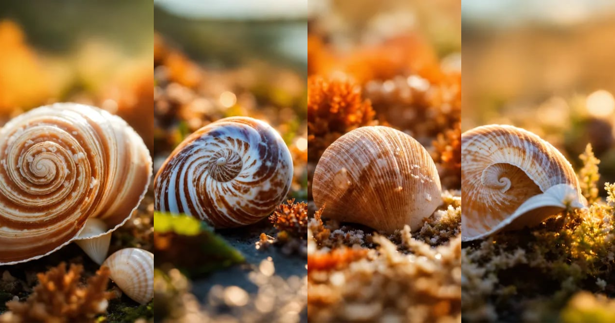 Lexica - A landscape filled with seashells delicately intertwining to ...