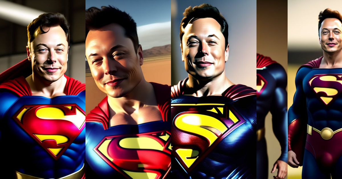 Lexica - Elon Musk dressed as Superman.