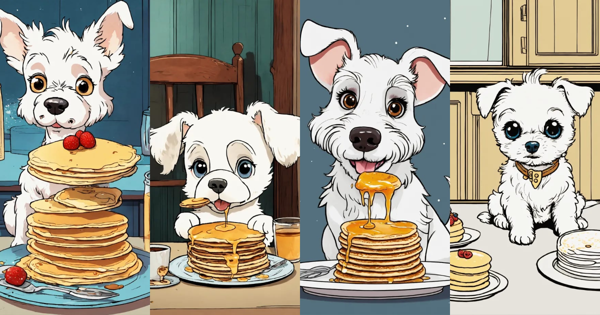 Lexica - A cute ADORABLE WHITE LITTLE DOG WITH BIG EYES, eating messy ...