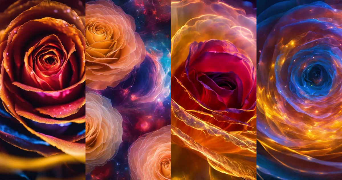 Lexica - An abstract glow big x-ray roses, stars composed of vibrant ...