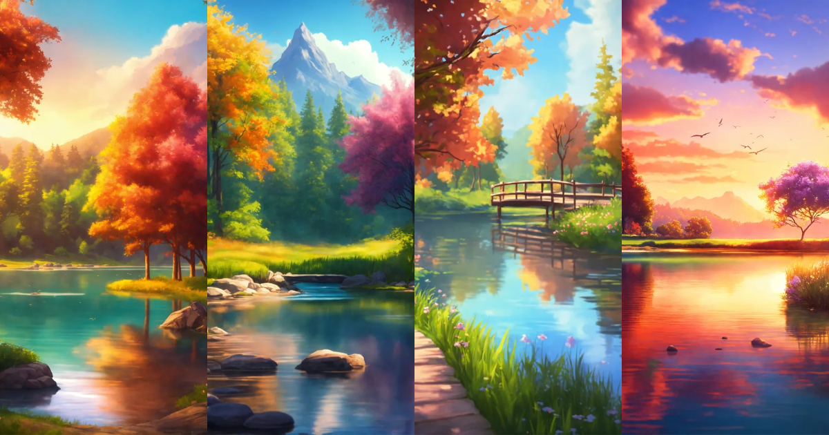 Lexica - Illustrate a serene, peaceful nature scene in summer. This ...