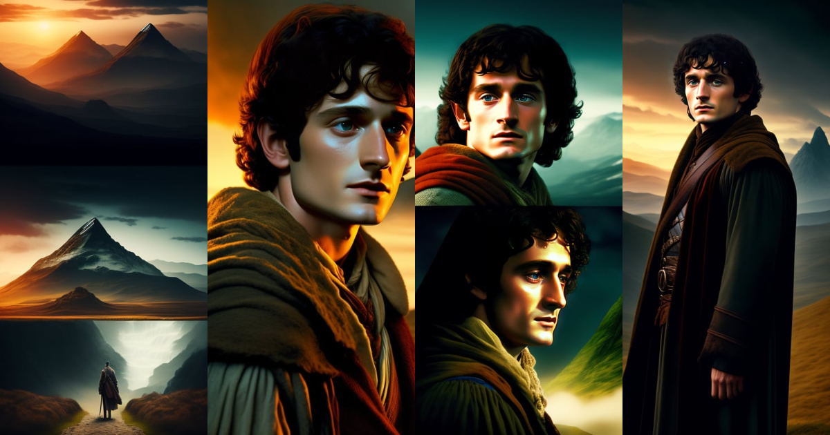 Lexica - Frodo baggins in lord of the rings, in 80s style dark mythical ...