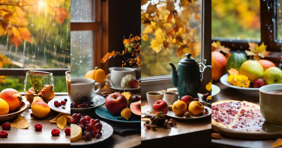 Lexica - Good morning breakfast table food fruits coffee tea on the ...