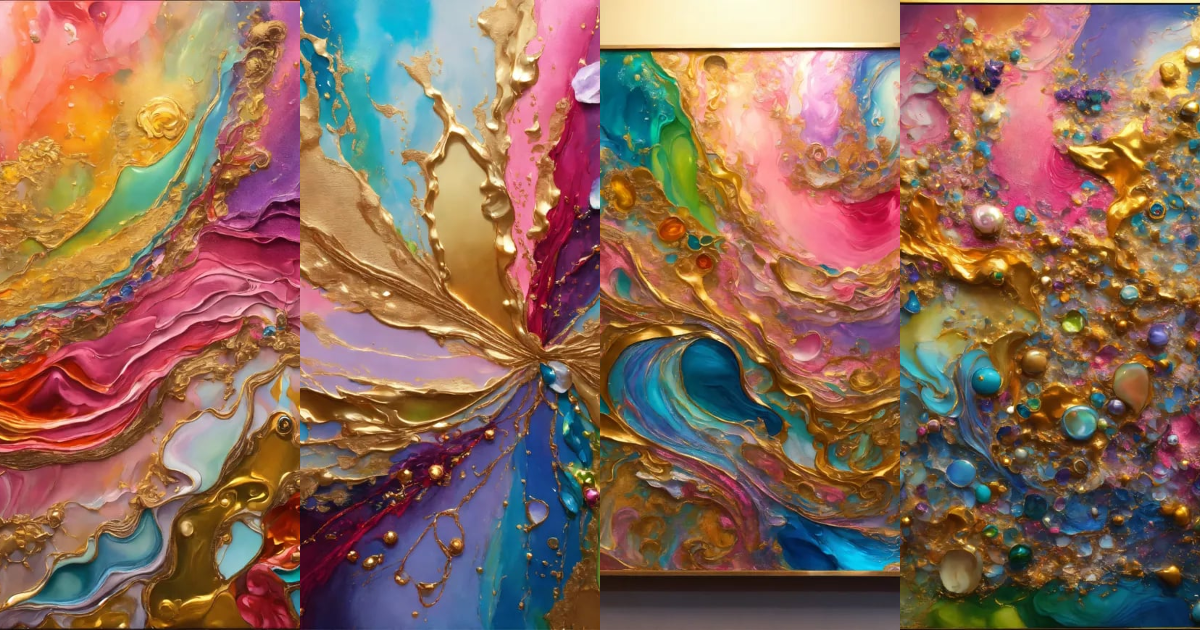 Lexica - Colorful abstract painting oil and water complex complicated ...