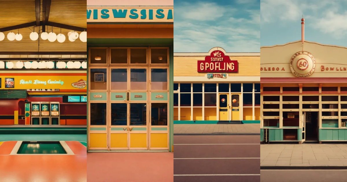 Lexica - A photograph of a vintage ten pin bowling arcade, building ...