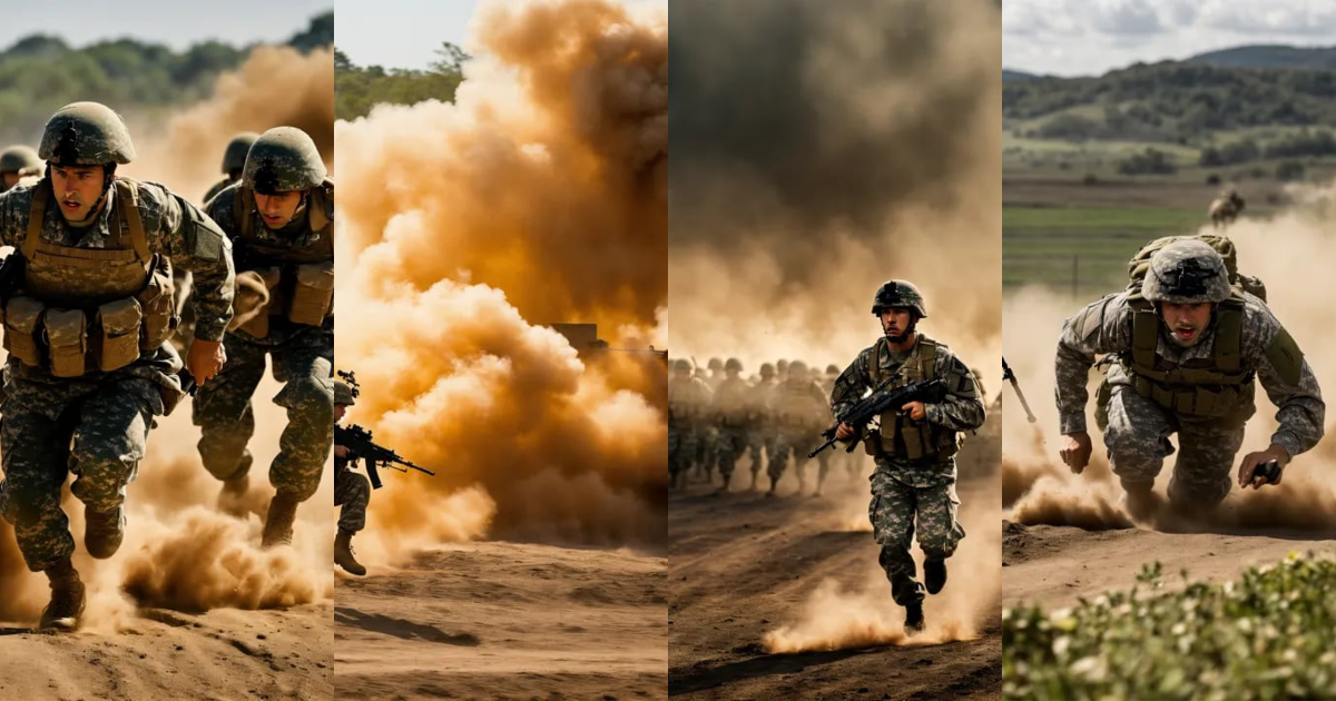 Lexica - Intense training sequences, showing close-ups of soldiers ...