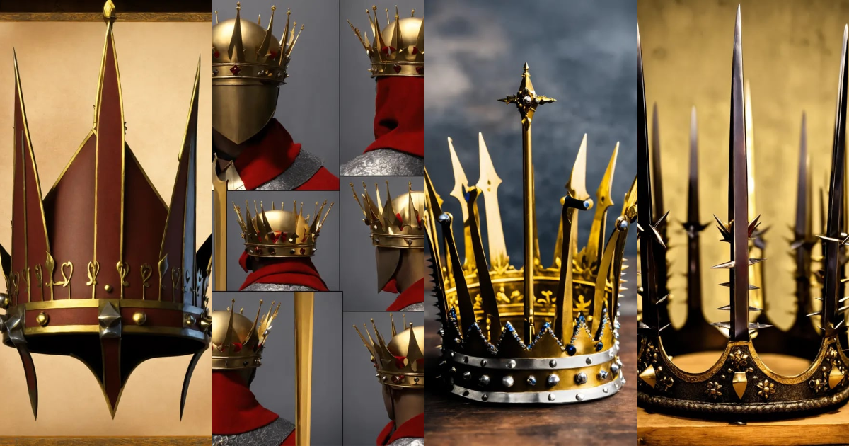 Lexica - Create a crown Medieval king crown with 5 spike in front, it ...