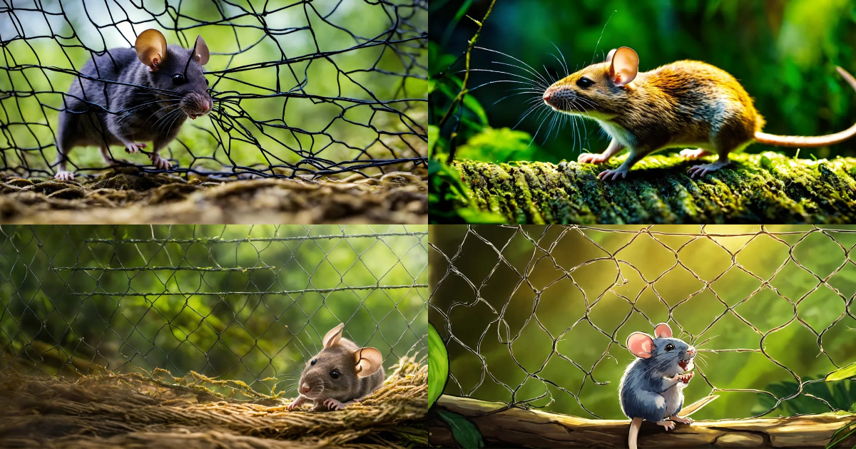 Lexica - With mouse sharp teeth, the mouse nibbled through the net in ...