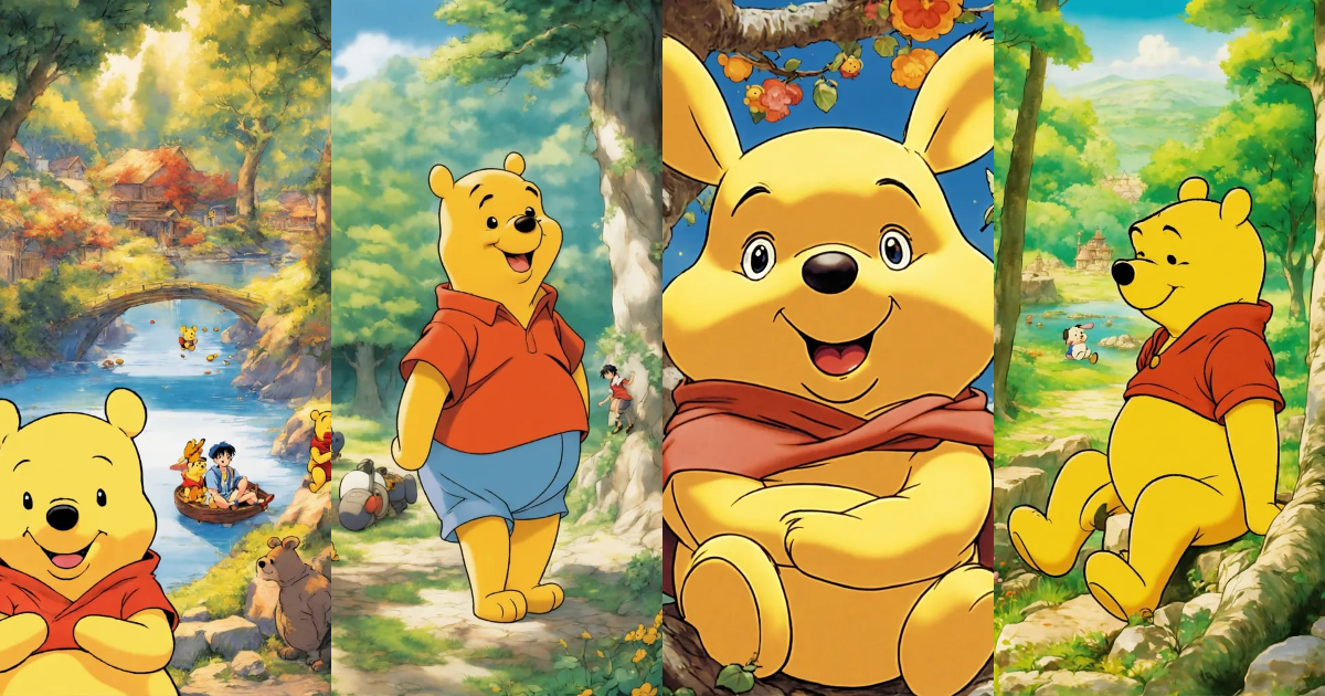 Lexica - 1990s anime Winnie the Pooh, full detailed eyes, Toriyama ...