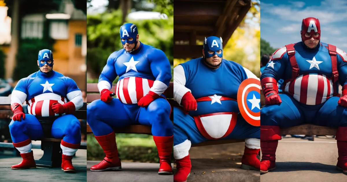 Lexica - Photography, captain america being a sumo sitting on a bench ...