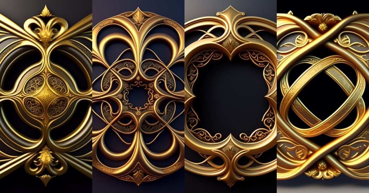 Lexica - An intricate art nouveau edges frame, with golden intertwined edges and crown black ...