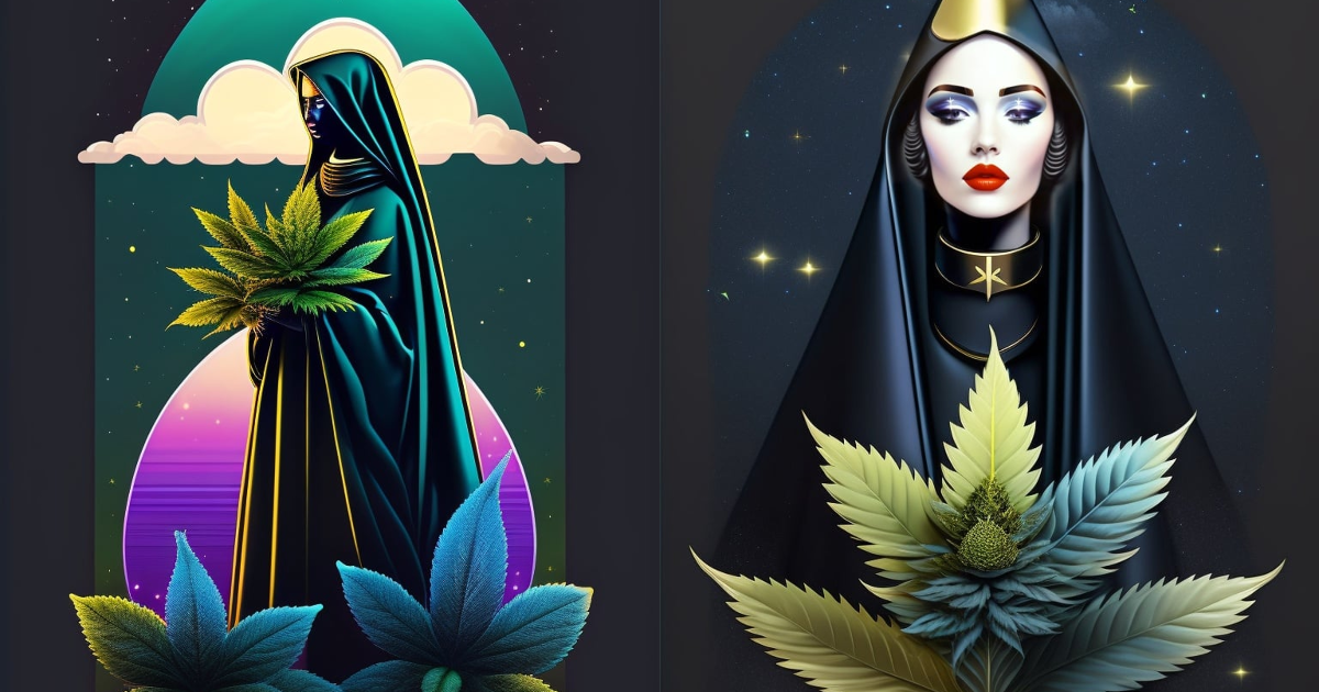 Lexica - Weed goddess in a nun habit in heaven wrapped in a tall ...
