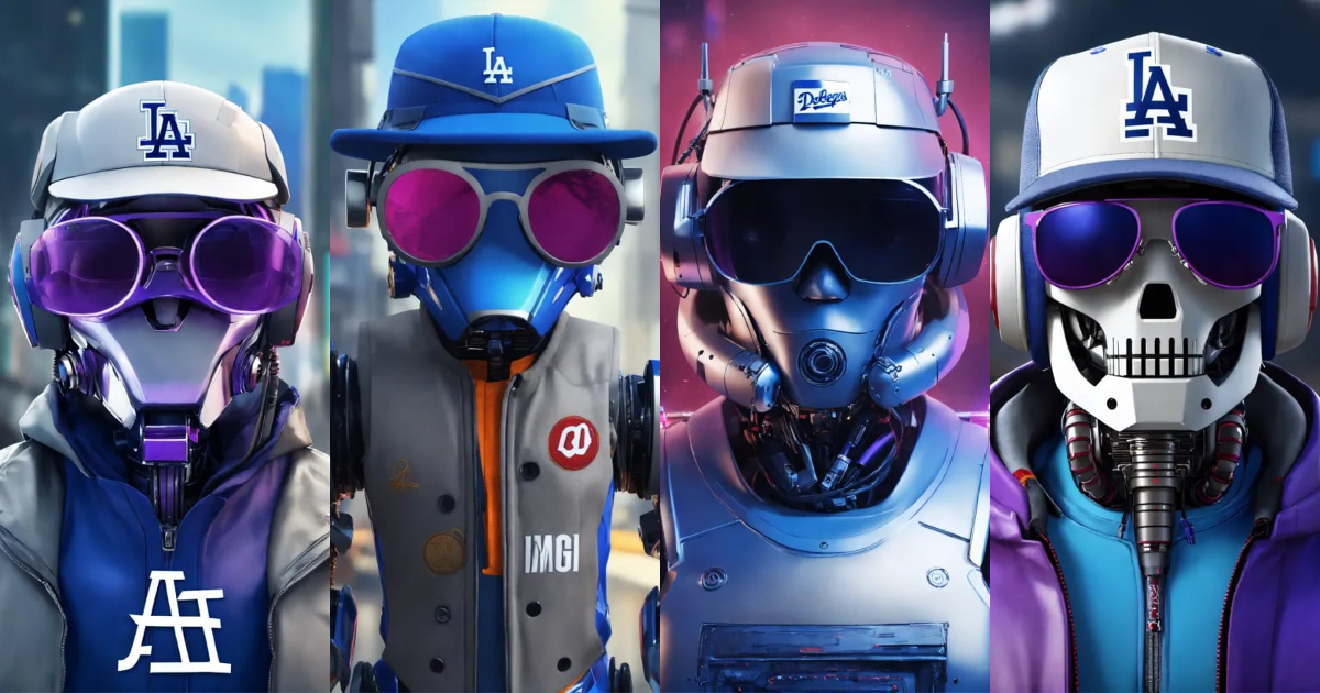Lexica - A robot wearing shades and a Blue Los Angeles Dodgers Hat ...
