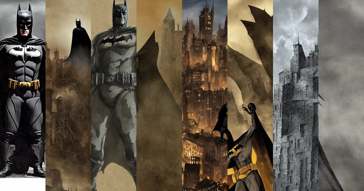 Lexica - Matte painting of batman on medieval