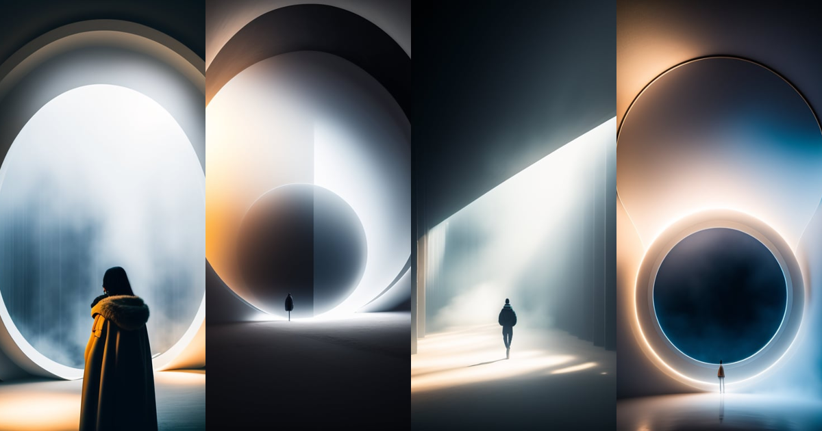 Lexica - Human inside the white foggy circle cocoons, nostalgic ...