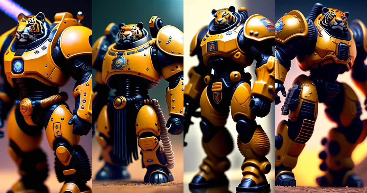 Lexica - Bipedal tiger space marine in heavy servo armor wielding a ...