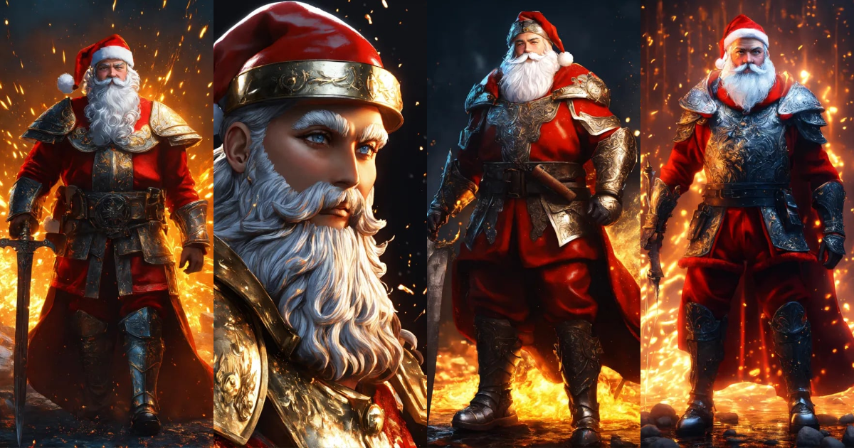 Lexica - ((Santa Claus in armor)), Full Body, Detailed Fearless Stern ...