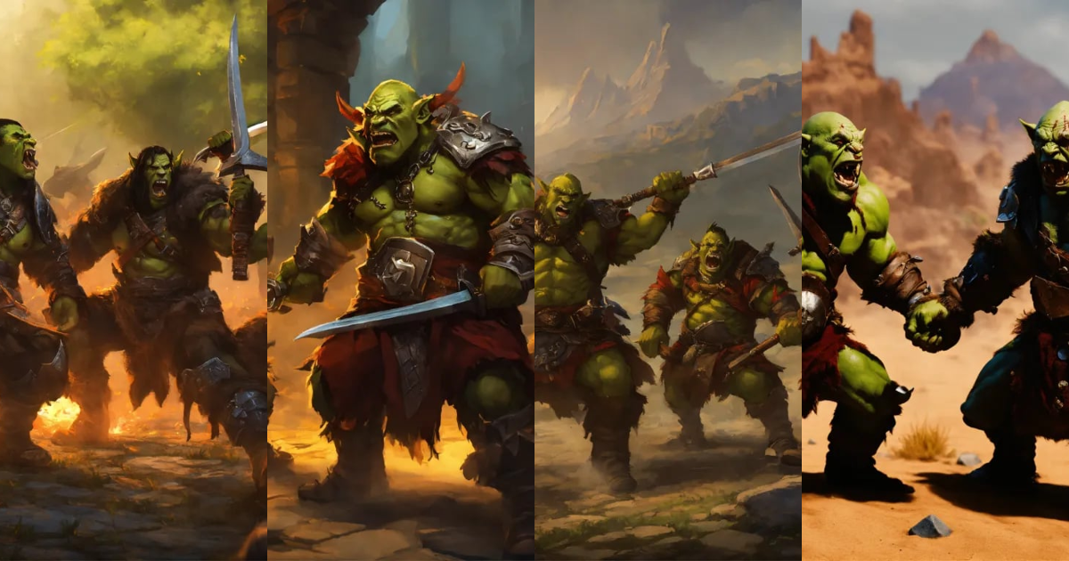 Lexica - Three orcs enjoying a fight