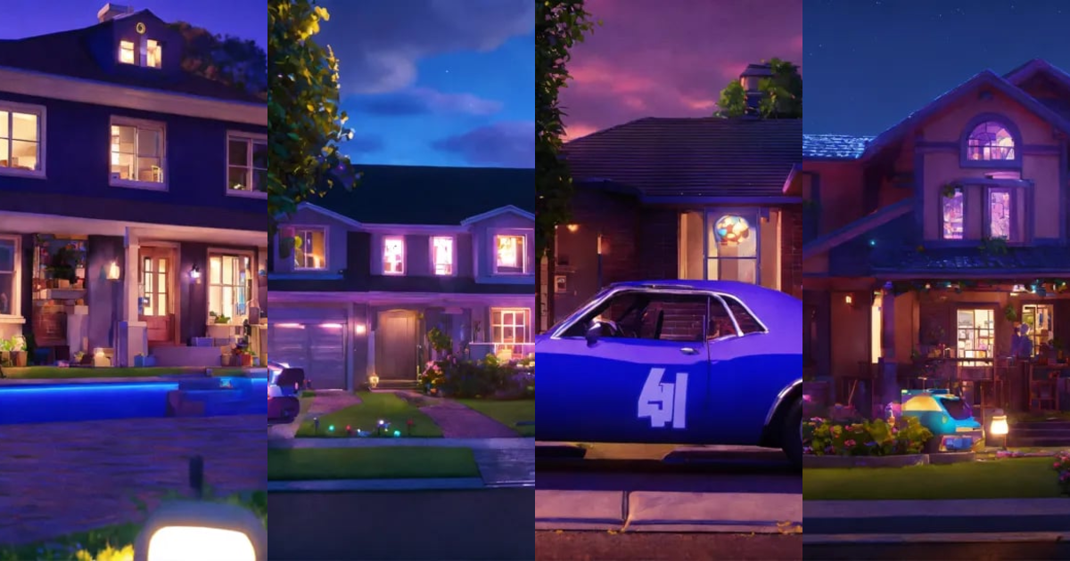 Lexica - CGI! Pixar 80's style modern home exterior. house party. no ...