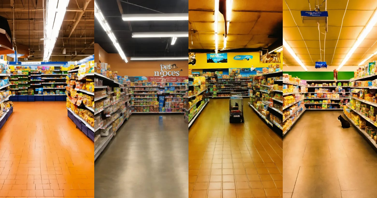 Lexica - A photo of a large pet store with a wide selection of pet food ...