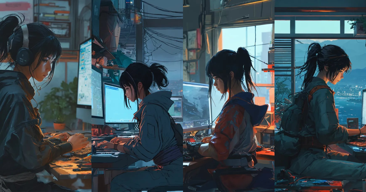 Lexica - Create a high resolution artwork of ninja Girl is designing at ...