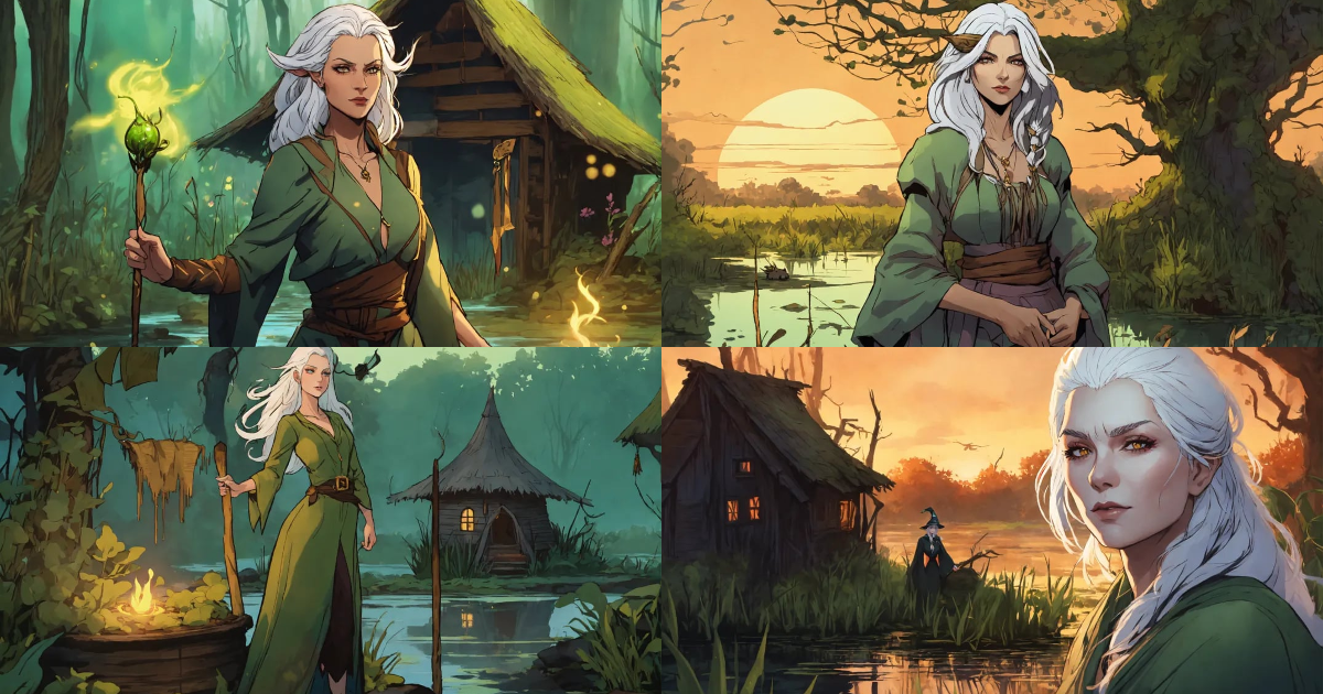 Lexica - An attractive older fey witch that lives in the swamp, white ...