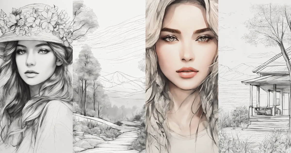 Lexica - Sketch simple beautiful drawing with style, white background