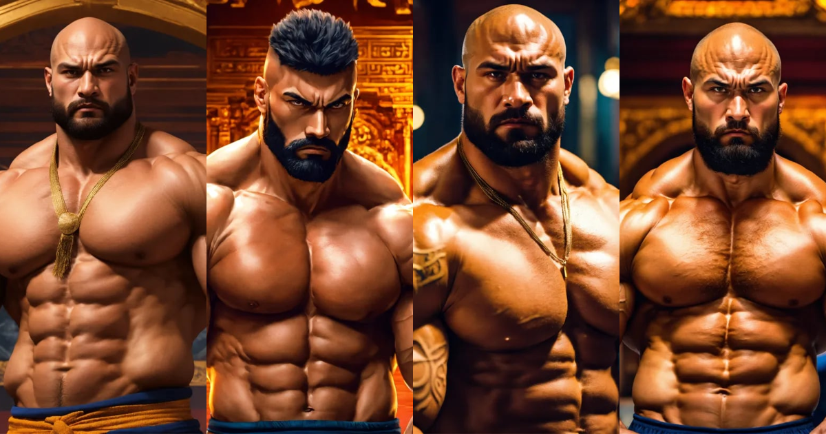 Lexica - 30-year-old hairy man with big muscles, Sagat from Street ...