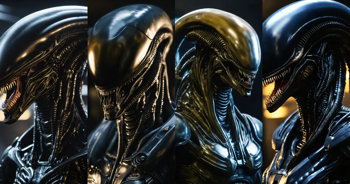 Lexica - Ull realistic xenomorph portrait, shoulder visible ,image net ...