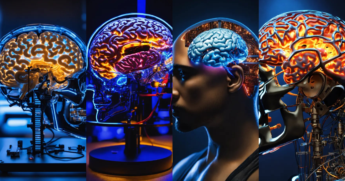 Lexica - "Illuminated Thought Process", glowing brain center stage ...