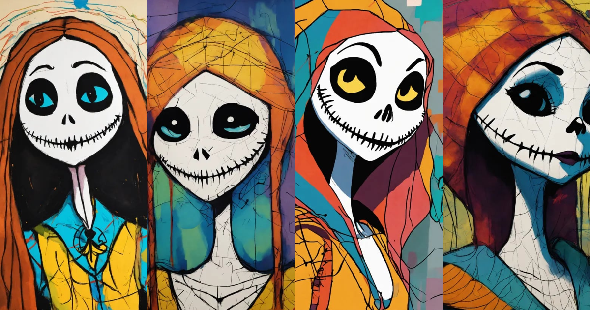 Lexica - Minimalistic painting of sally from nightmare before christmas ...