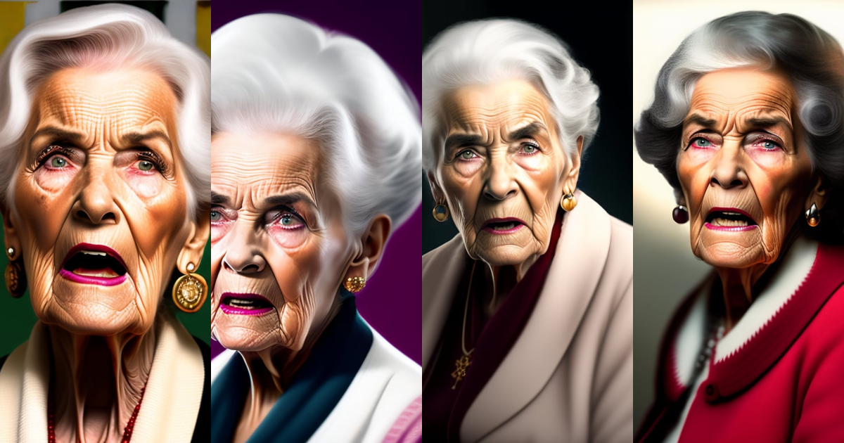Lexica - Image of a 90-year-old woman, with a look of hatred and ...