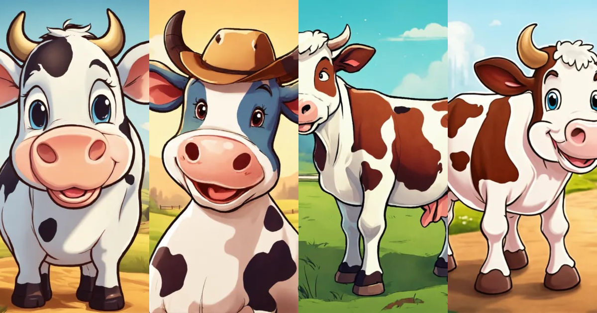 Lexica - Happy cute cow cartoon character in old disney style in 2d ...