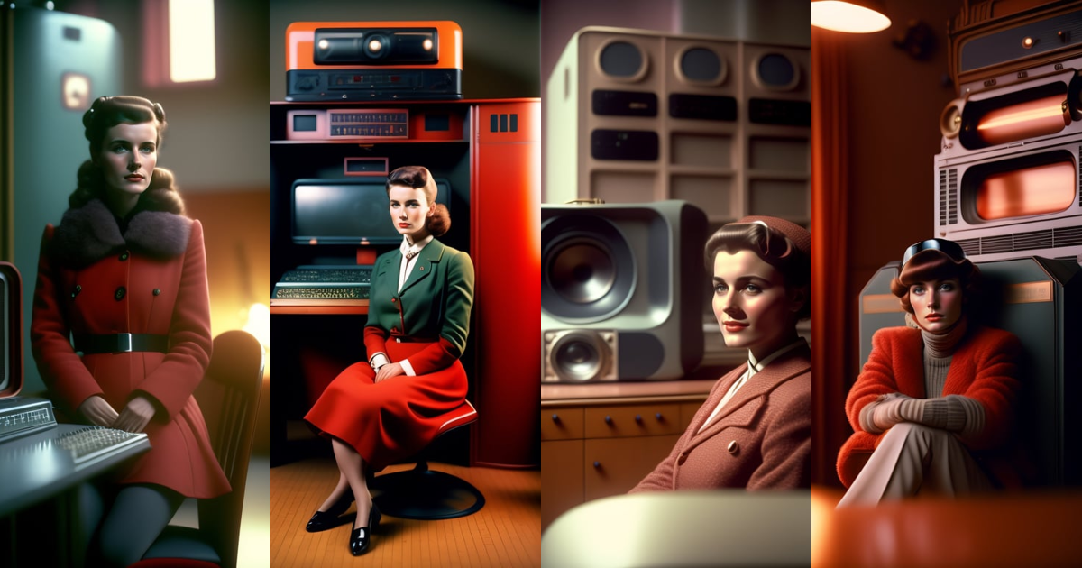 Lexica - A Soviet girl sitting in a chair in front of a soviet computer ...