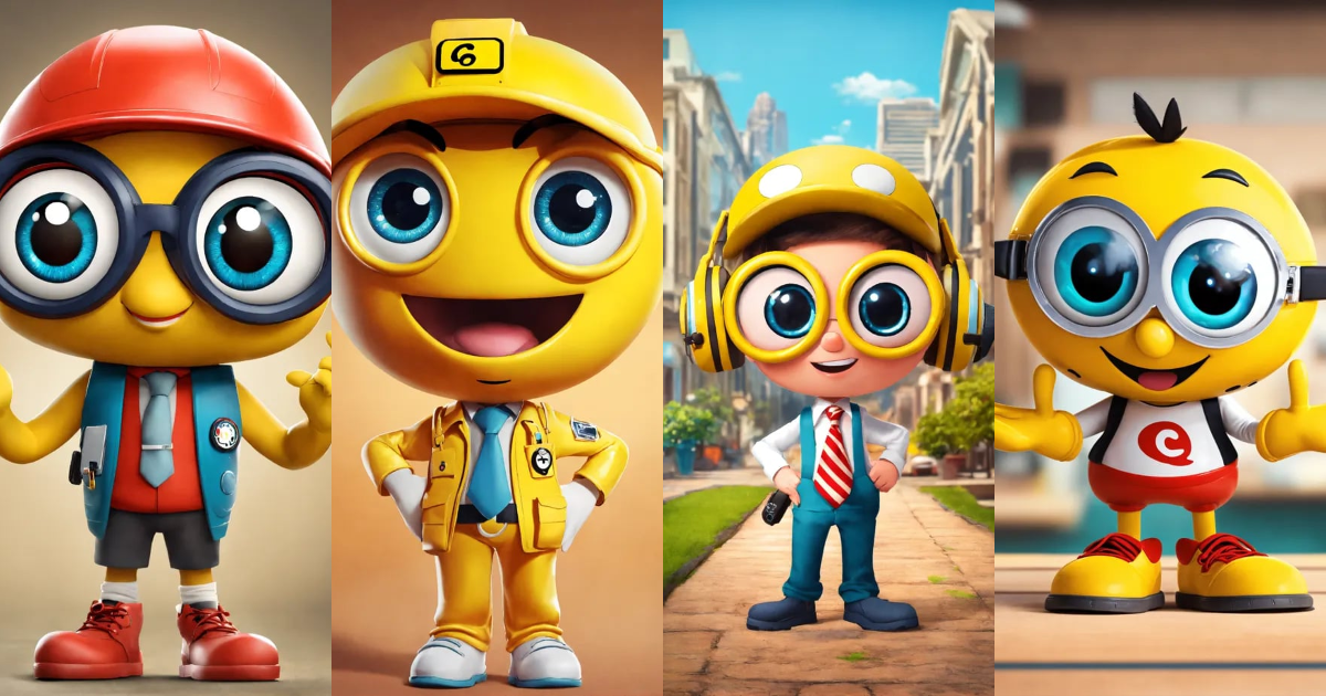 Lexica - Big eyes digital Doc mascot with hand, legs and smiley face ...