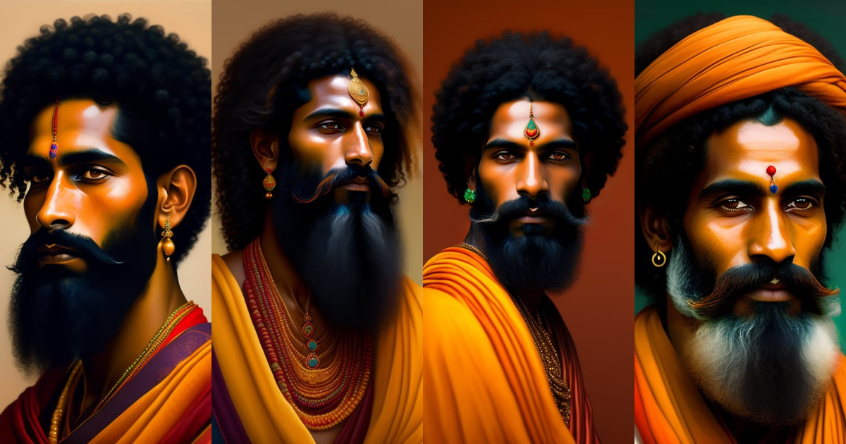 Lexica - Portrait of an ancient Hindu brahmin monk in the style of ...