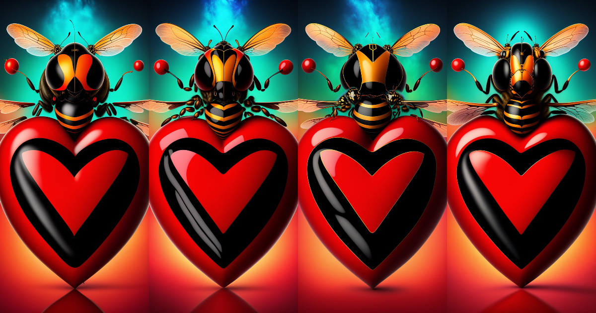 Lexica - Wasp, belly in the form of a red heart, purposeful, collected ...