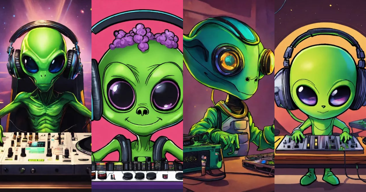 Lexica - Cartoon alien Deejay