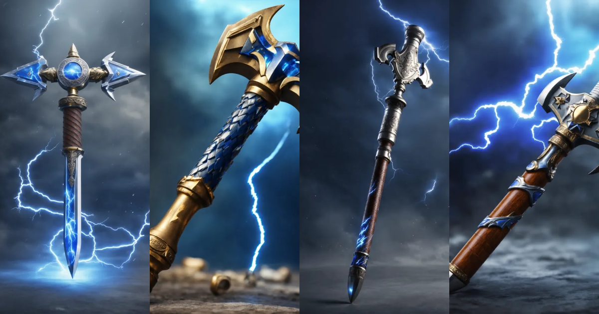 Lexica - Lightning Great Hammer , Weapon , Blue and Silver , realistic ...