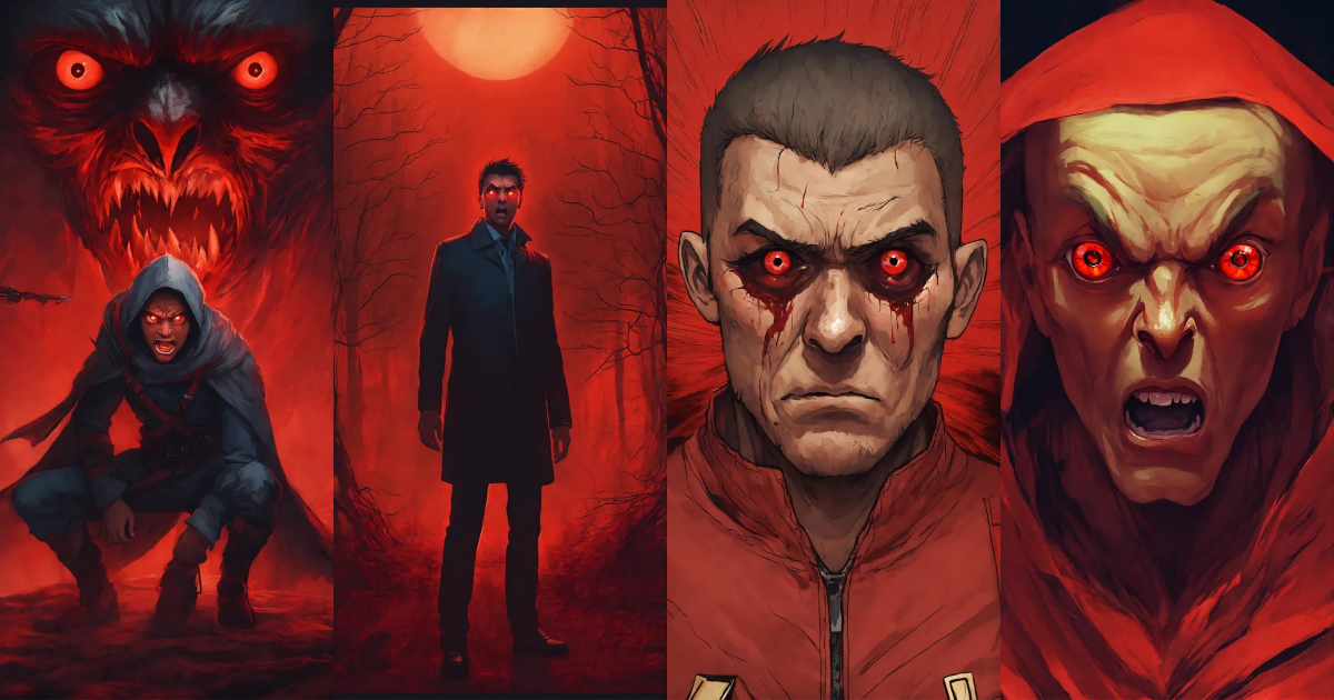 Lexica - A terrified man terrified with very wide open red eyes